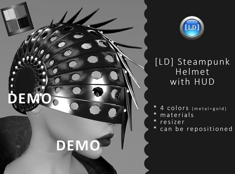 Second Life Marketplace - DEMO [LD] Steampunk Helmet with HUD